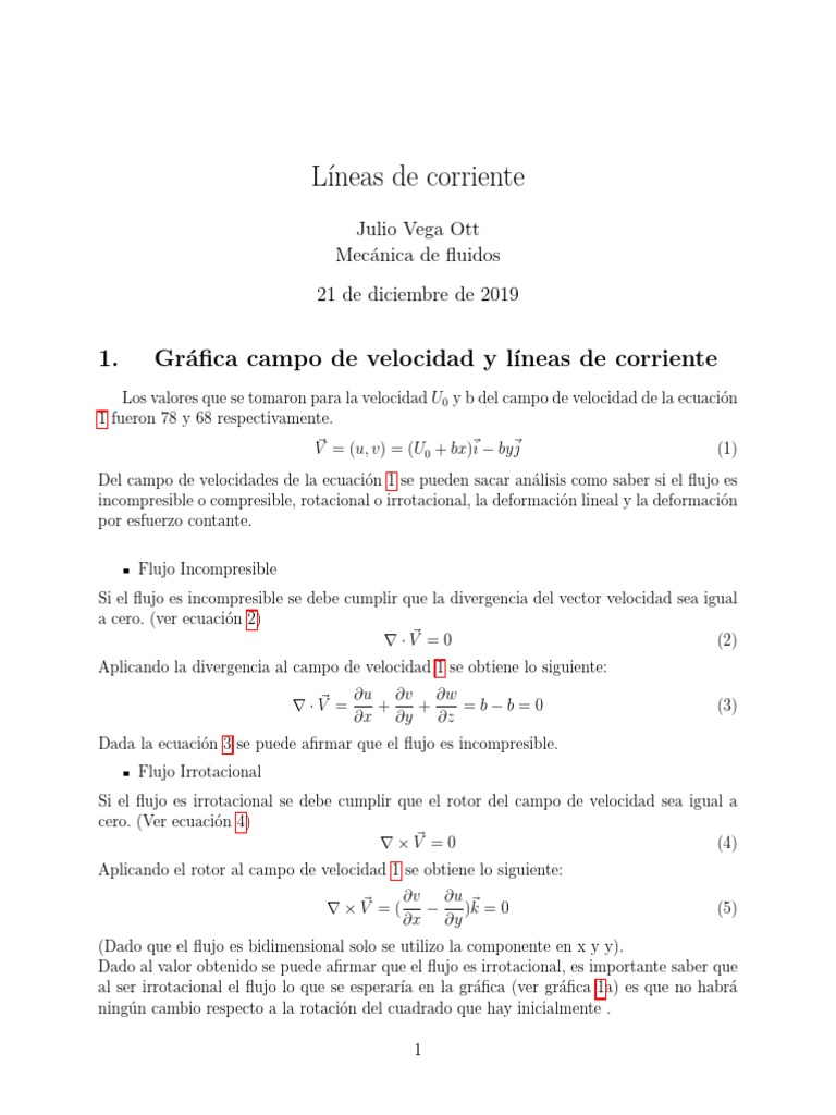 Gráfica Líneas de Corriente | PDF | Mecánica de Medios Continuos ...