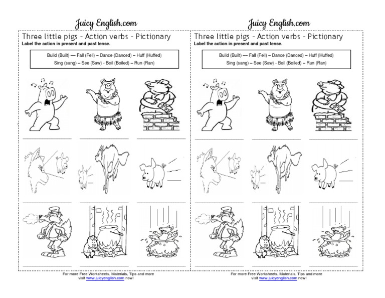 05 1 Three Little Pigs - Action Verbs - Pictionary PDF | PDF
