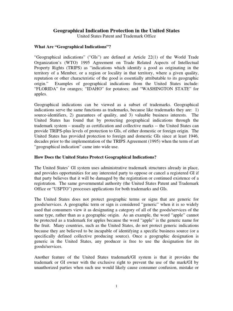 Geographical Indication Protection in The United States: What Are ...