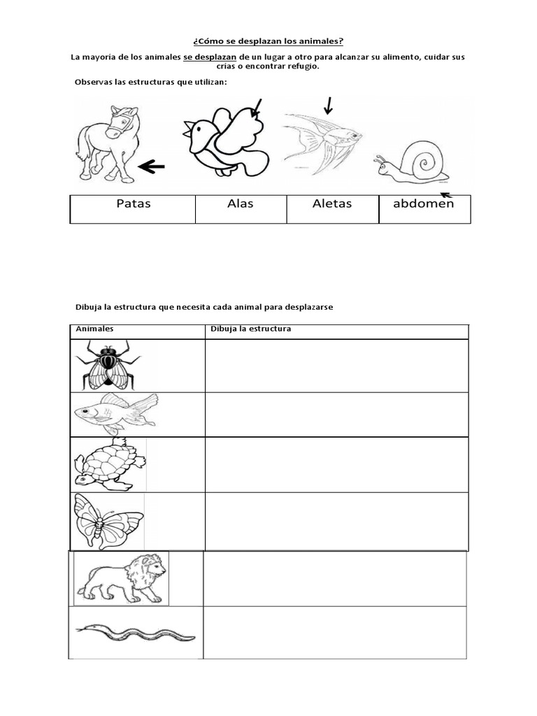 Formas de Desplazamiento de los Animales | PDF