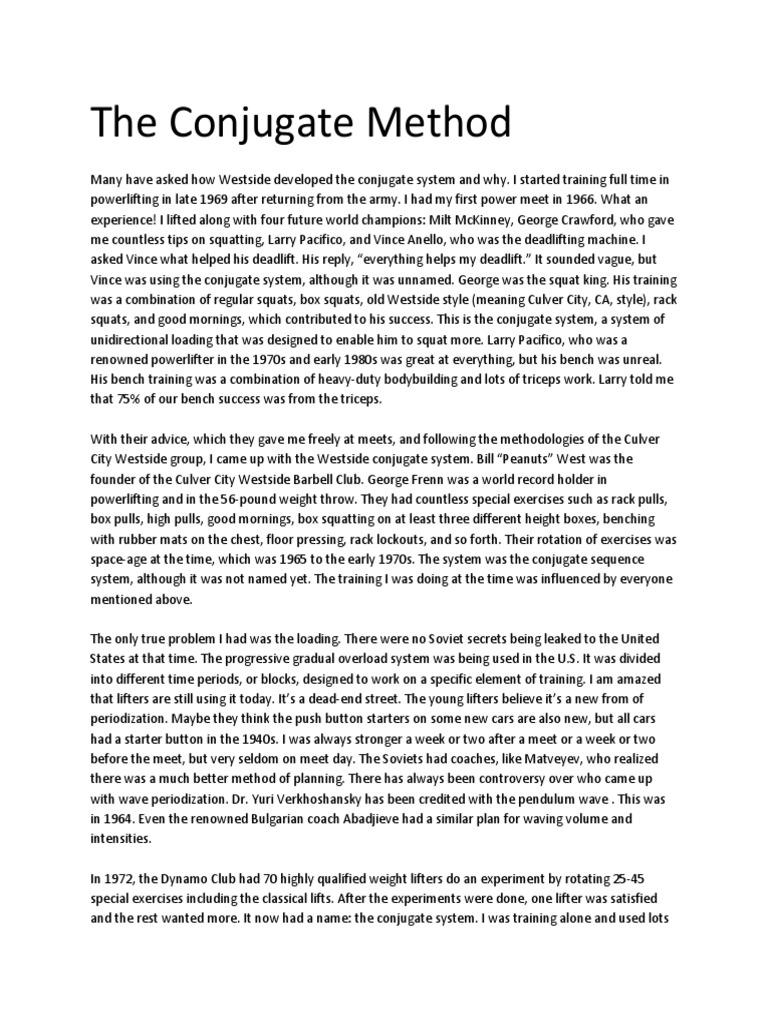 The Conjugate Method | PDF | Sports | Athletic Sports