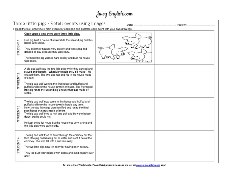 Three Little Pigs Story Retelling | PDF
