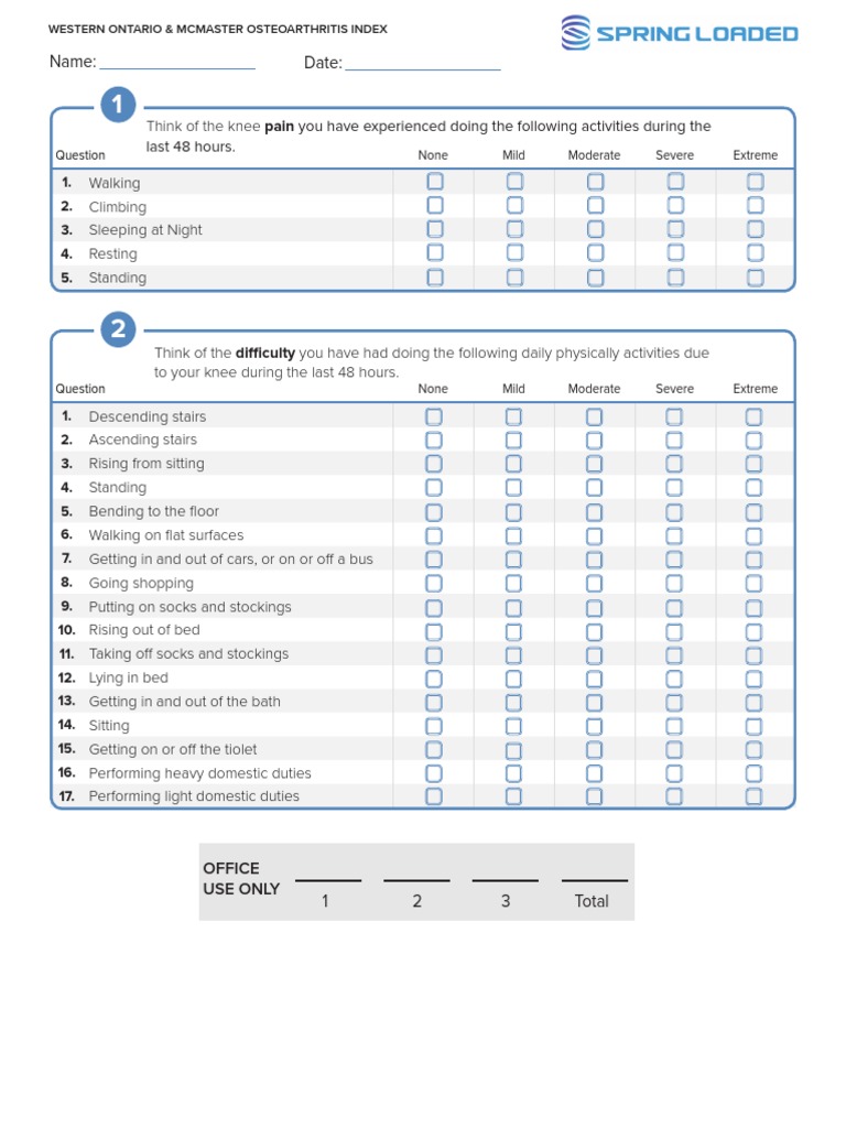 WOMAC Functional Scale | PDF