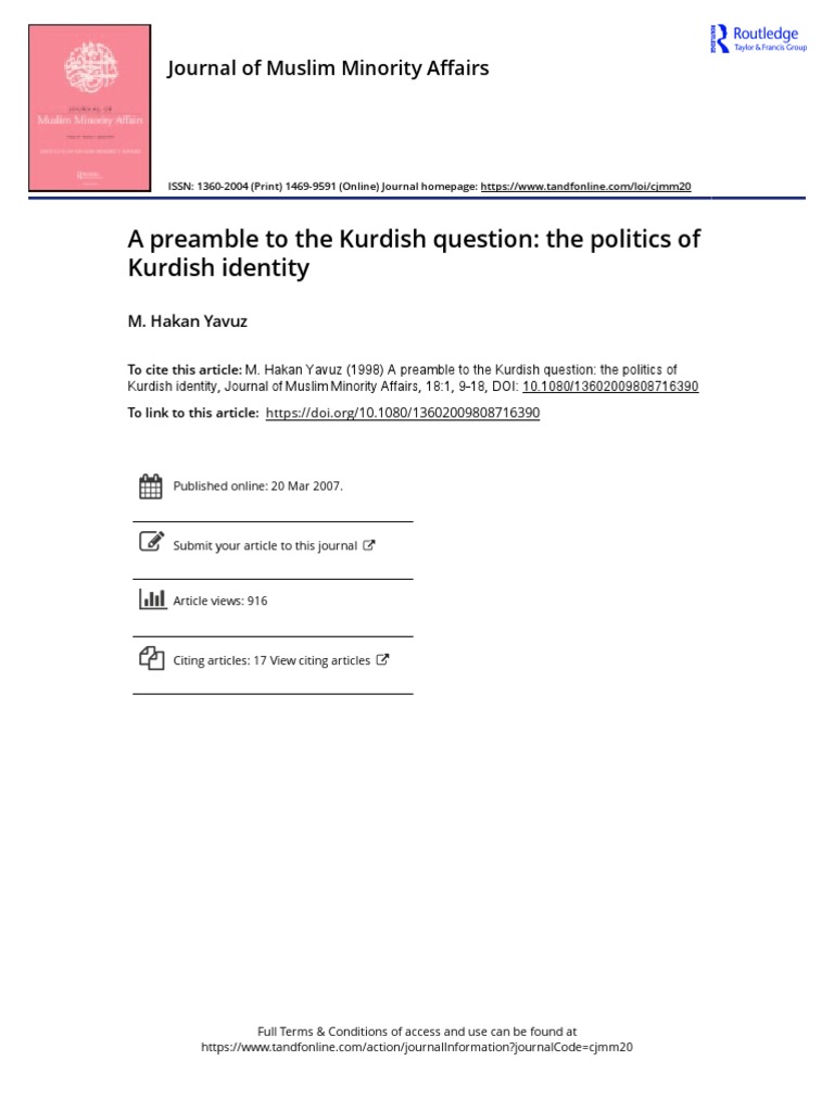 A Preamble To The Kurdish Question The Politics of Kurdish Identity ...