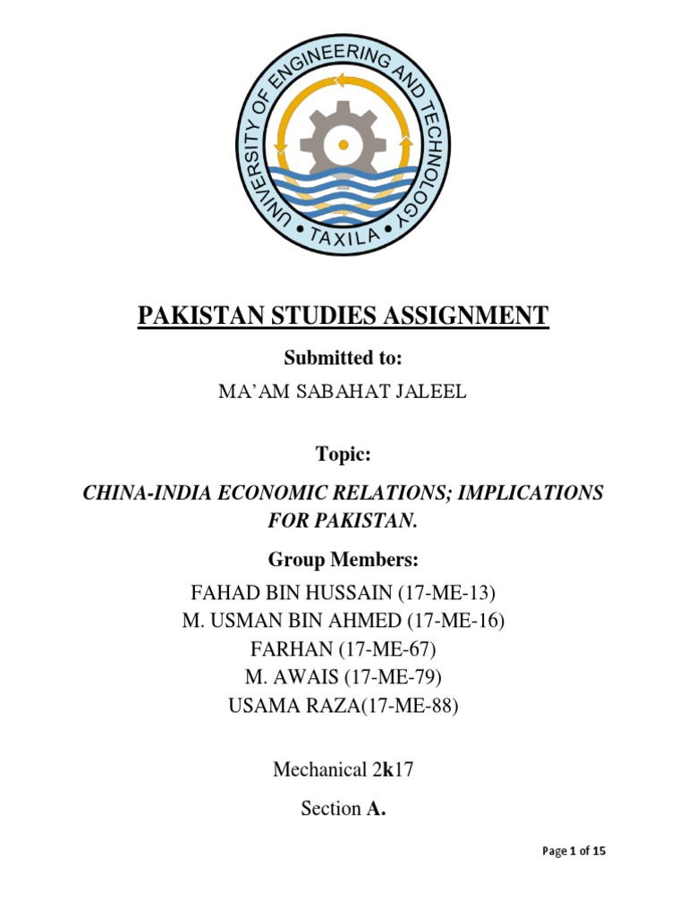 Pakistan Studies Assignment: Ma'Am Sabahat Jaleel | PDF | Economy Of ...