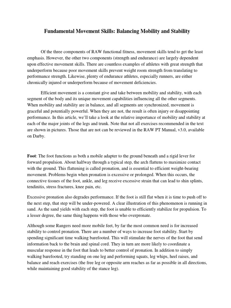 Fundamental Movement Skills - Balancing Mobility and Stability | PDF ...