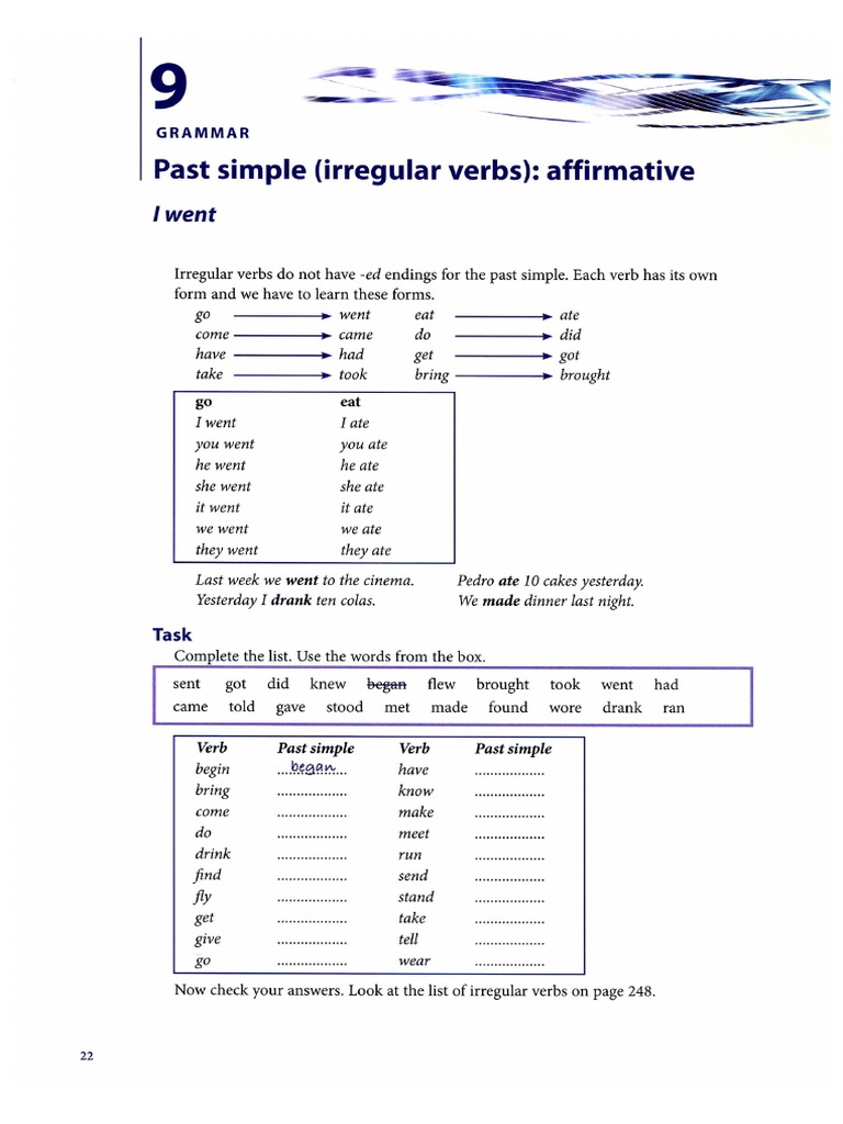Irregular Verbs | PDF
