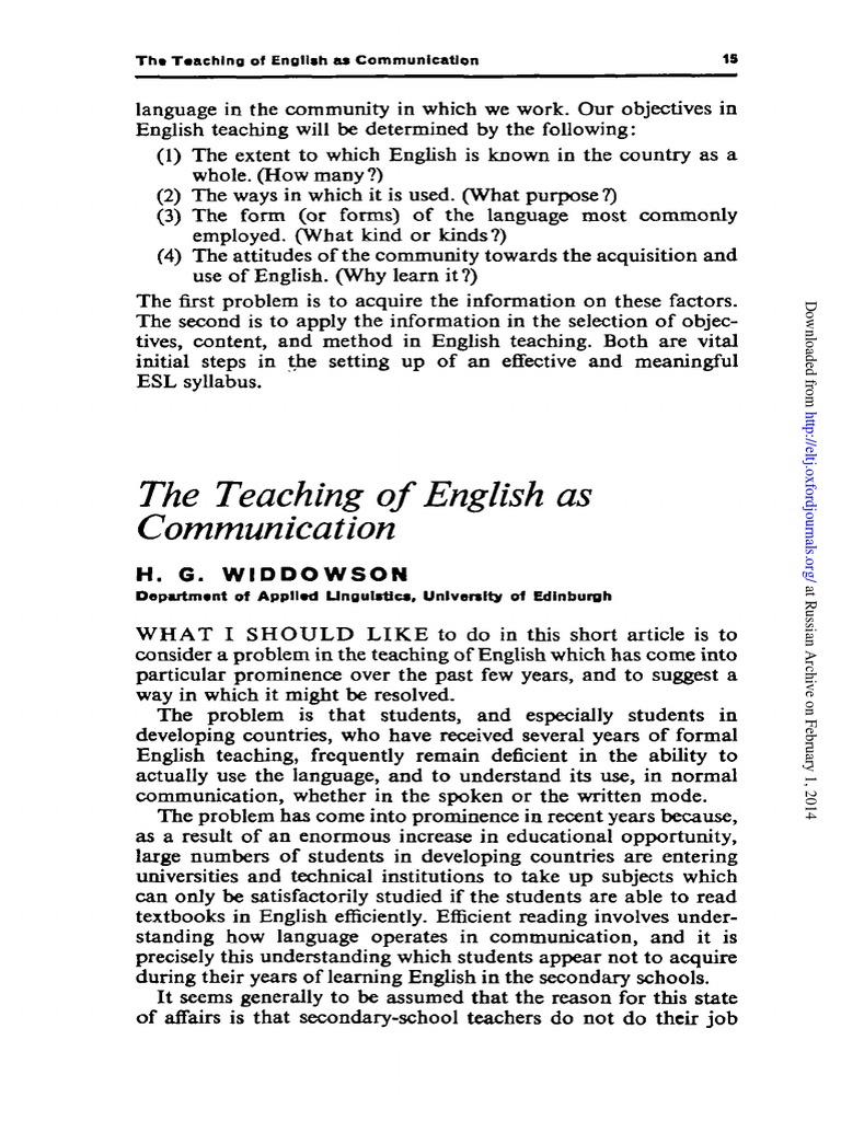Widdowson 1972 | PDF | English Language | Learning
