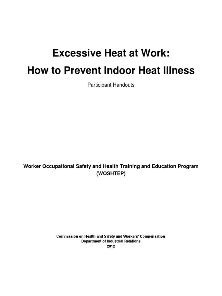 Excessive Heat at Work: How To Prevent Indoor Heat Illness: Participant ...