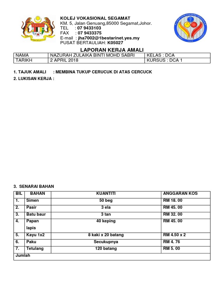 Laporan Amali Pelajar | PDF