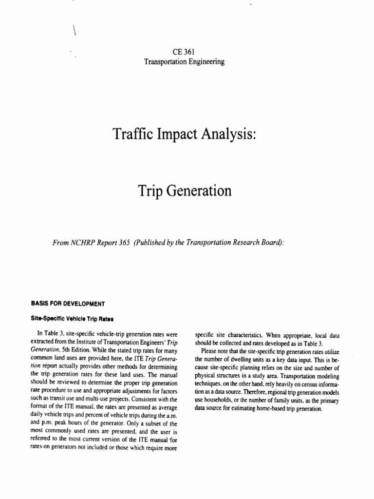 Trip Generation (ITE) PDF | PDF