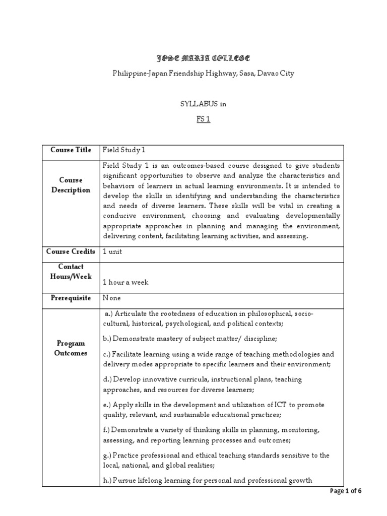 FS 1 | PDF | Classroom Management | Classroom