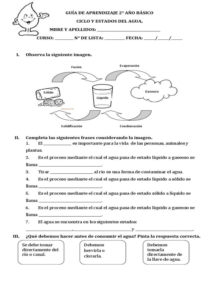 Ciclo del Agua para 2° Básico | PDF | Agua | Fases de la materia