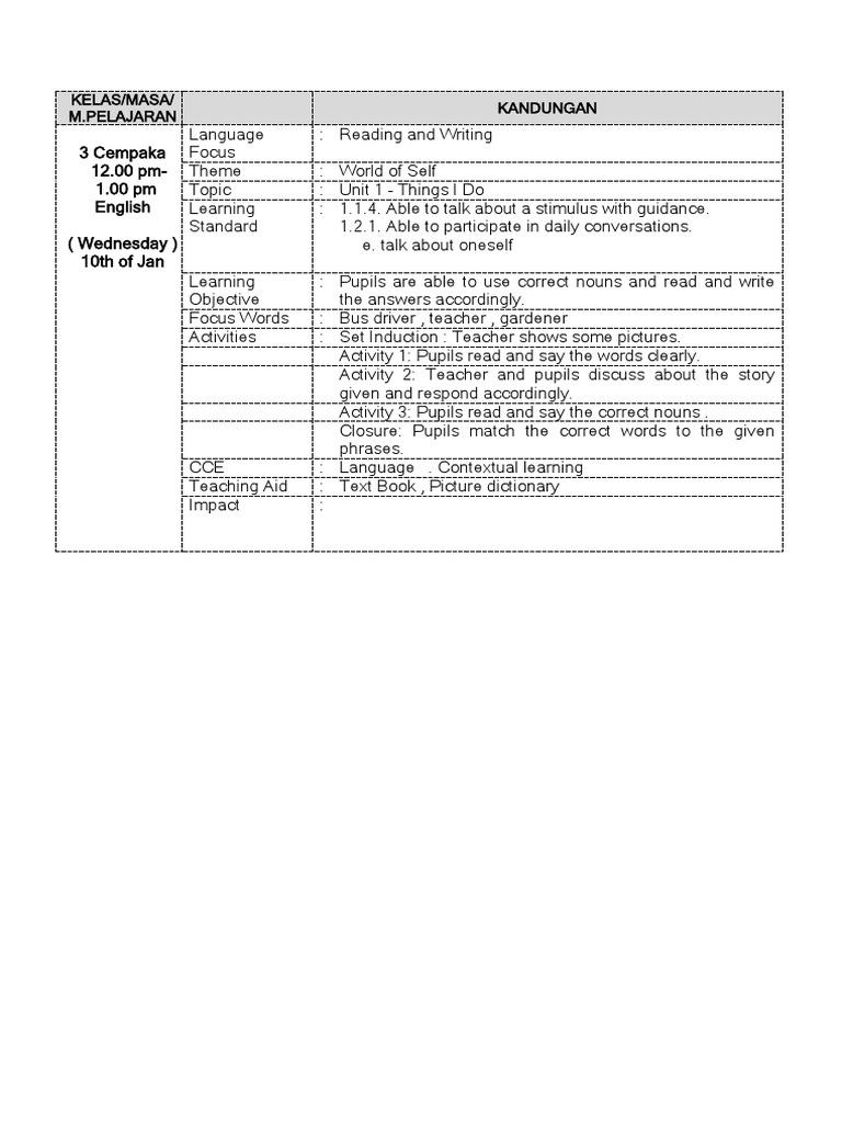 RPH English Year 3 | PDF | Language Arts & Discipline