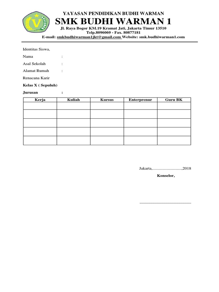Format Bimbingan Karir | PDF