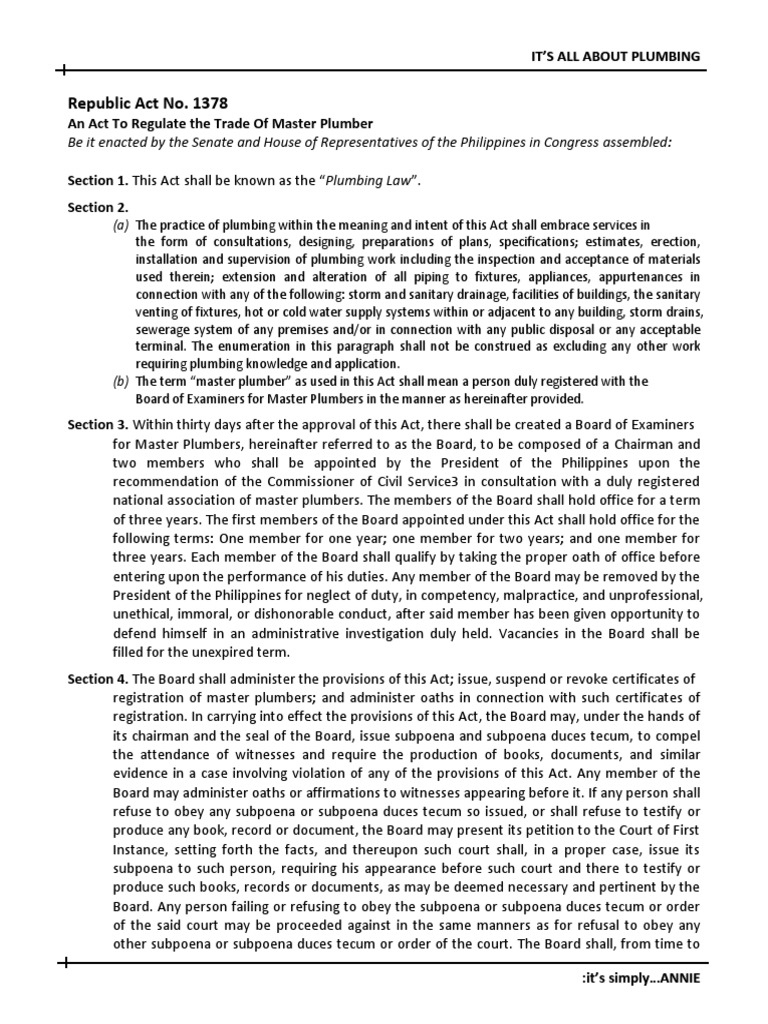 Ra 1378 | PDF | Plumbing | Sanitary Sewer