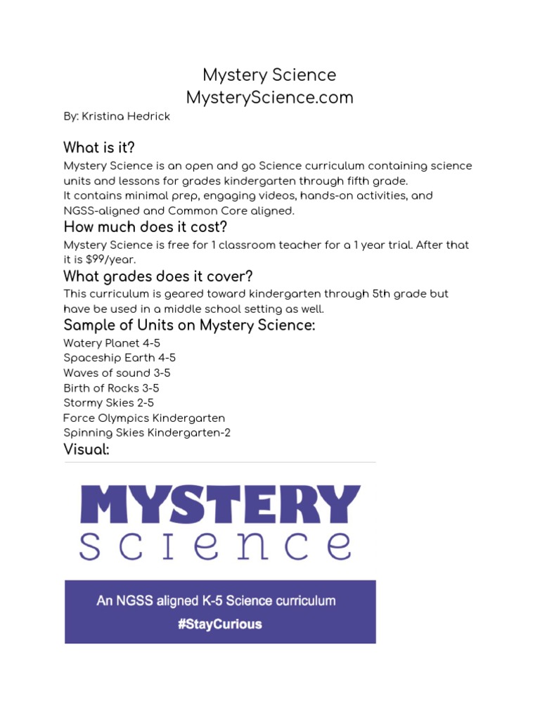 Resource Share - Mysteryscience | PDF
