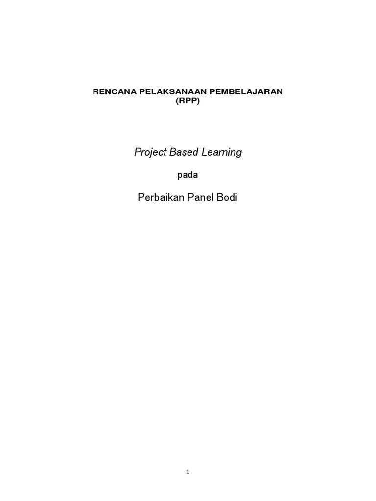 RPP - Project Based Learning - Panel Bodi | PDF