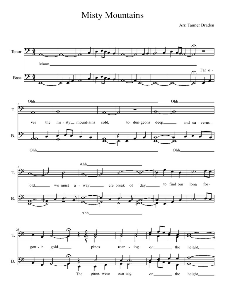 Misty Mountains TTBB | PDF