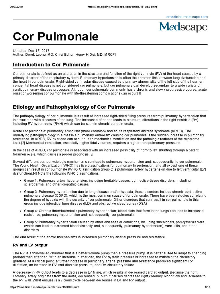 Copd and Cor Pulmonal | PDF | Heart Failure | Chronic Obstructive ...