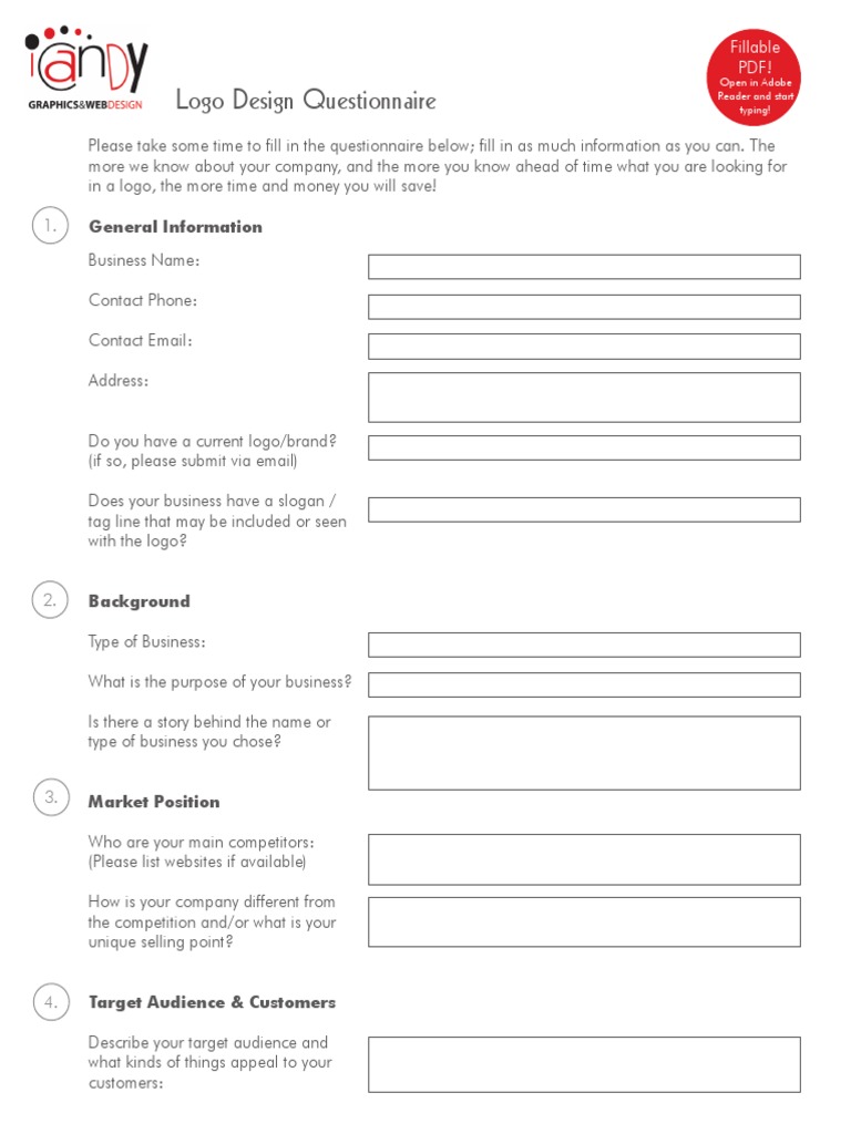 Logo Questionnaire Form Fillable | PDF | Logos | Target Audience