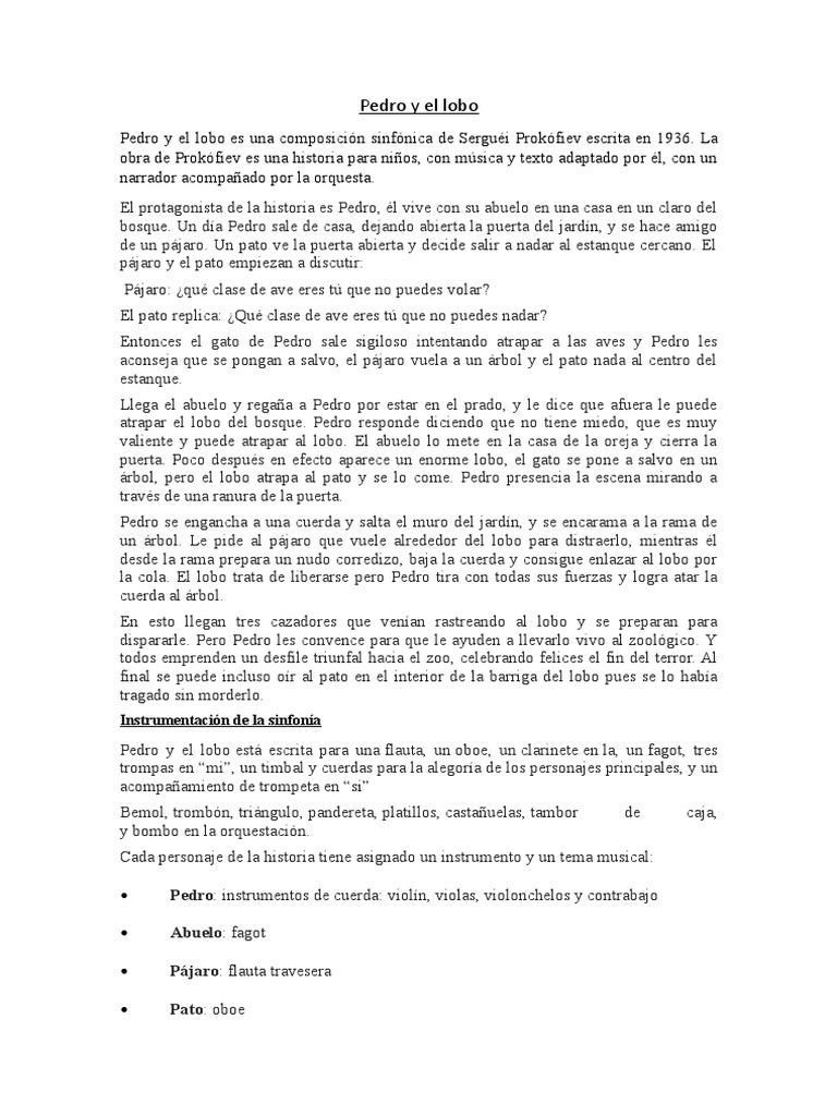 Pedro y El Lobo | PDF | Instrumentos musicales | Música clásica