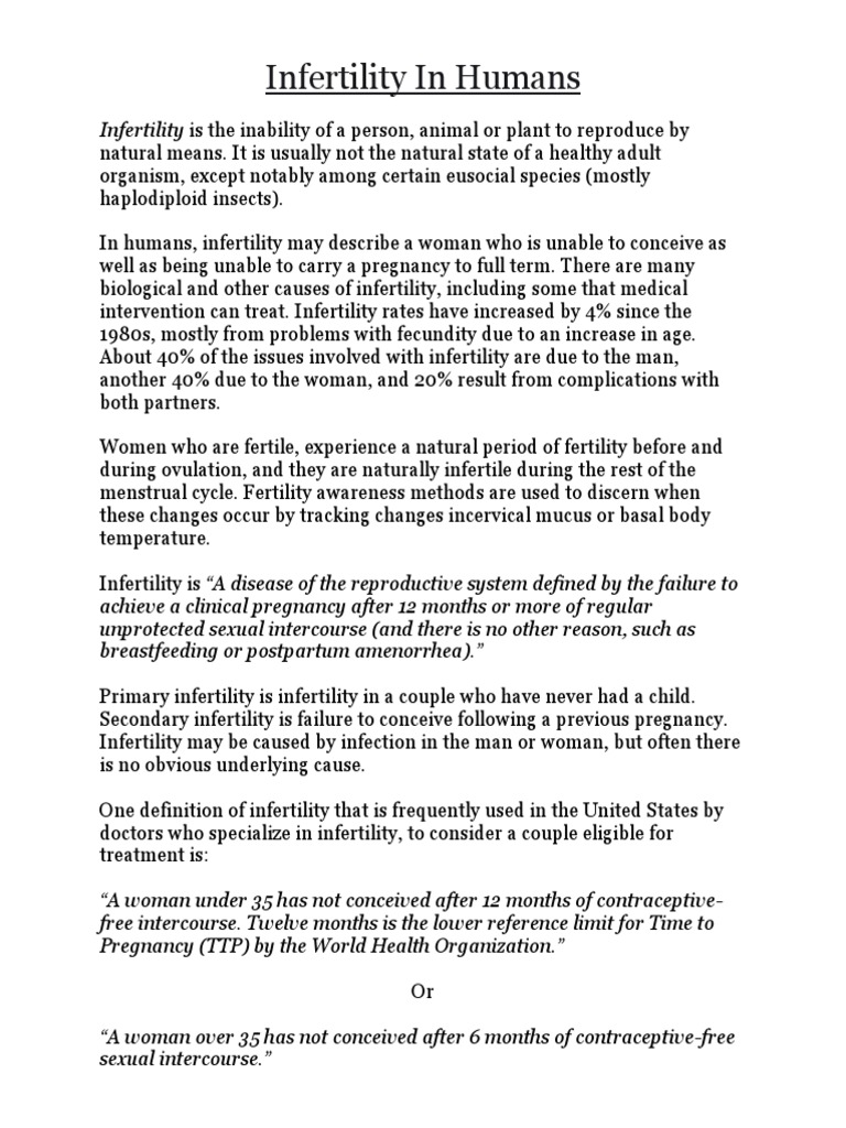 Project - Infertility in Humans | PDF | Infertility | Assisted ...