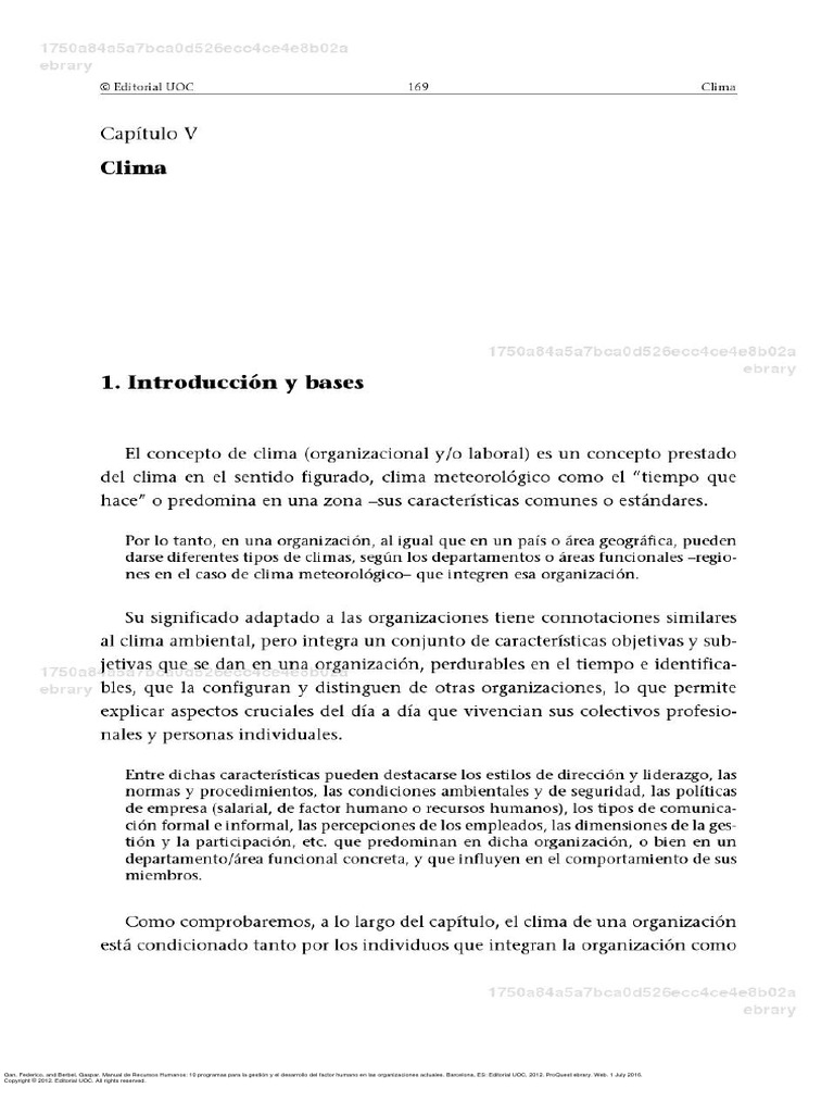 Clima LAboral Manual de Recursos Humanos 10 Programas para La Gesti N y El Desarrollo Del Factor ...
