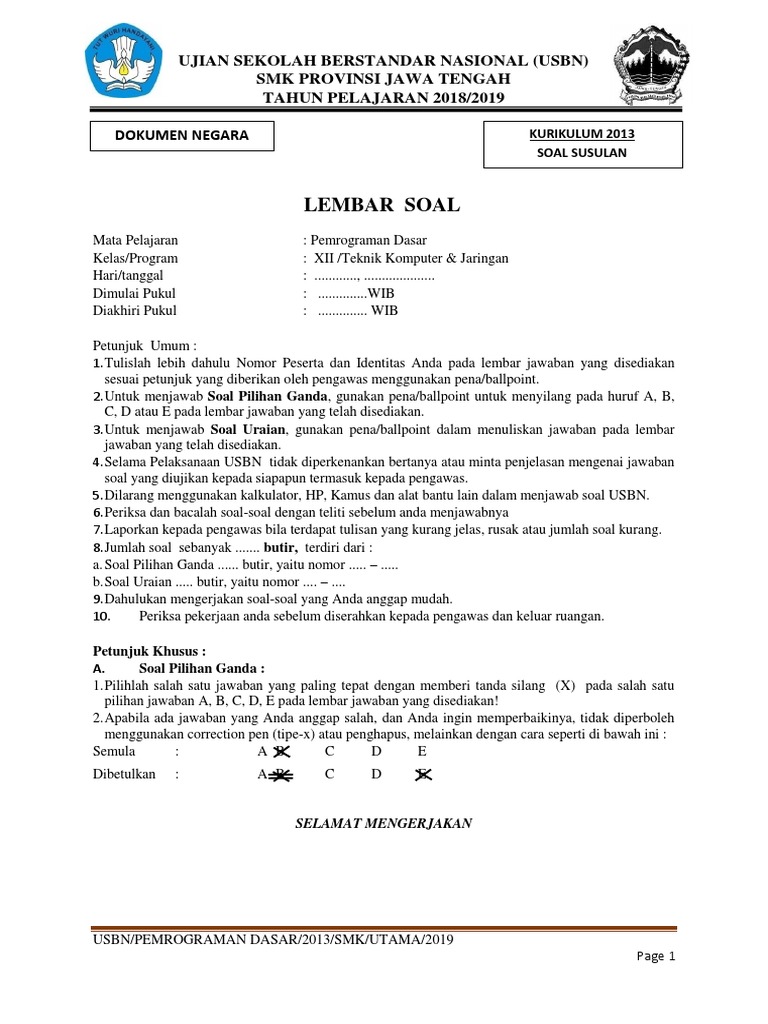 Soal Latihan Pemrograman Dasar | PDF