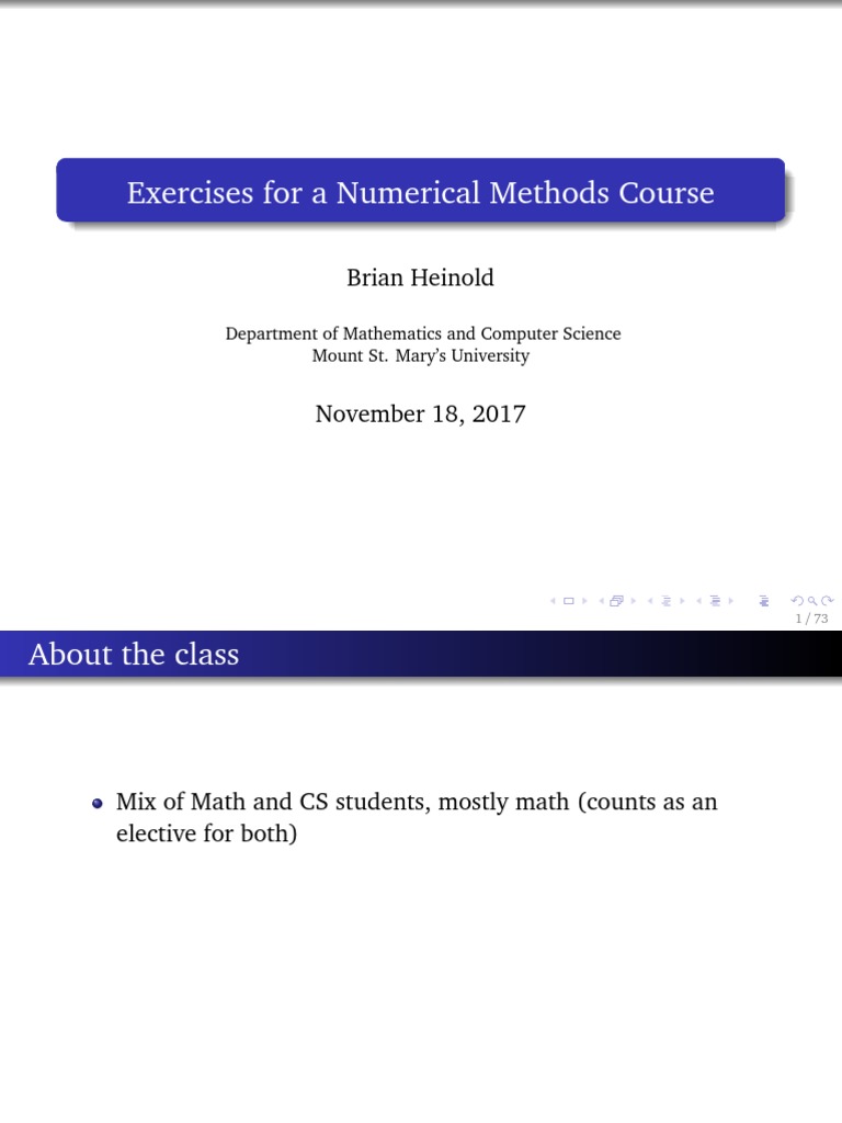 Exercises For A Numerical Methods Course: Brian Heinold | PDF ...