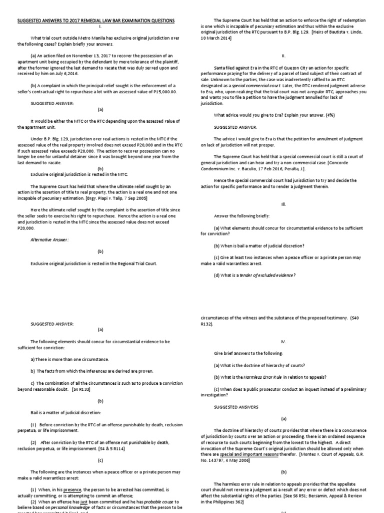 Rem Law 2017 | PDF | Plea | Lawsuit