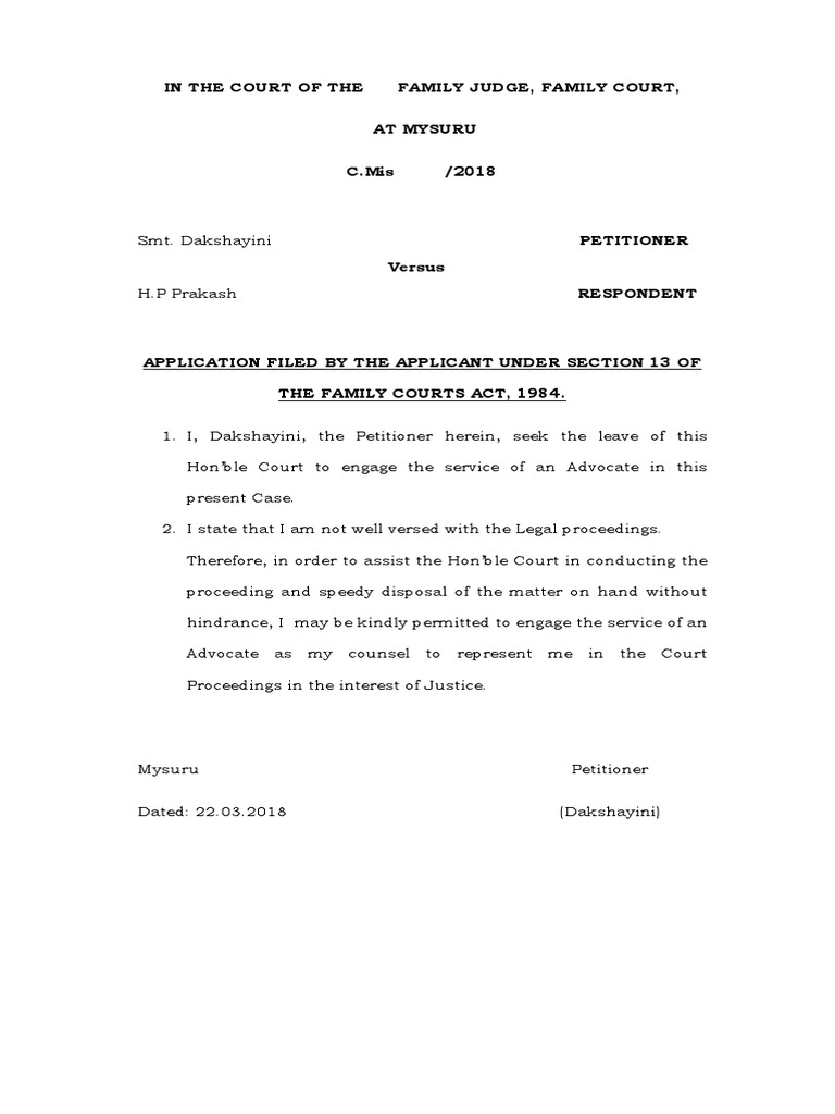 Dahshyini Section 13 Application | PDF