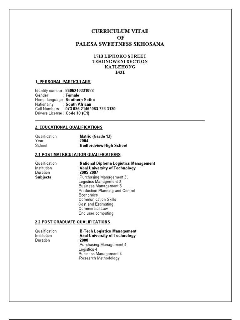 Palesa CV | PDF | Computing | Business