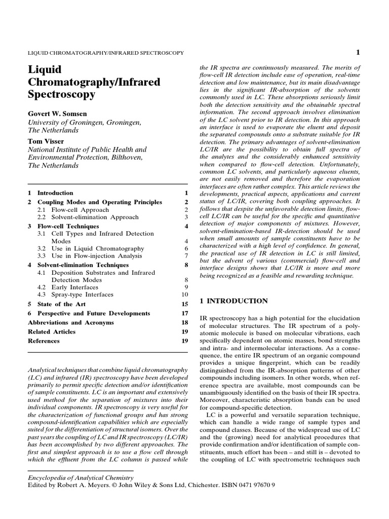 Liquid Chromatography Ir Spectros | PDF | Infrared Spectroscopy ...