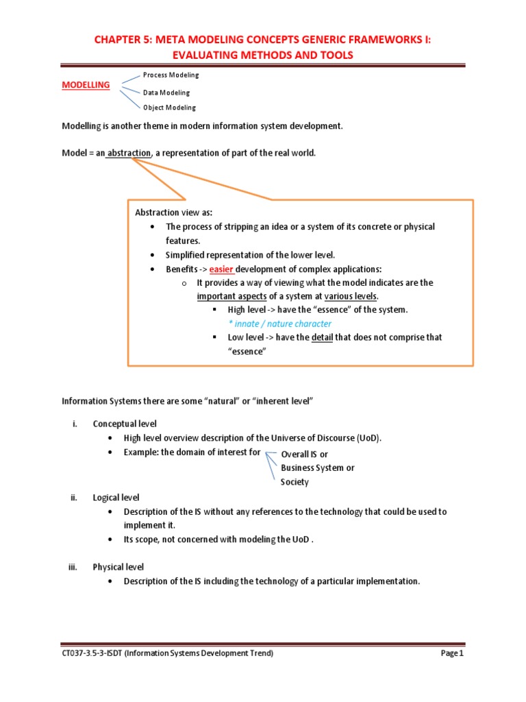 Chapter 5: Meta Modeling Concepts Generic Frameworks I: Evaluating ...