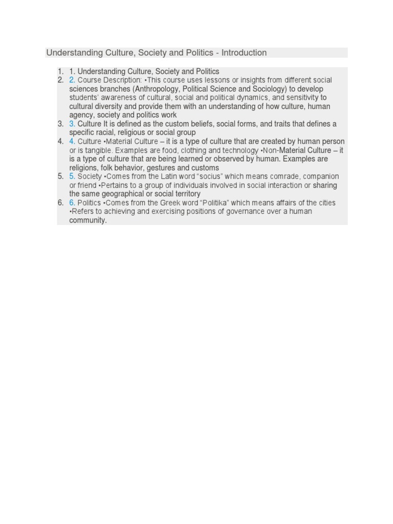Understanding Culture 1 | PDF