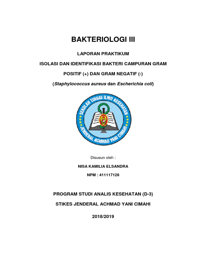 BAKTERIOLOGI III Isolasi Identifikasi Bakteri Gram Positif Gram Negatif ...