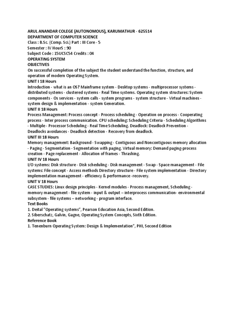 OS Syllabus | PDF