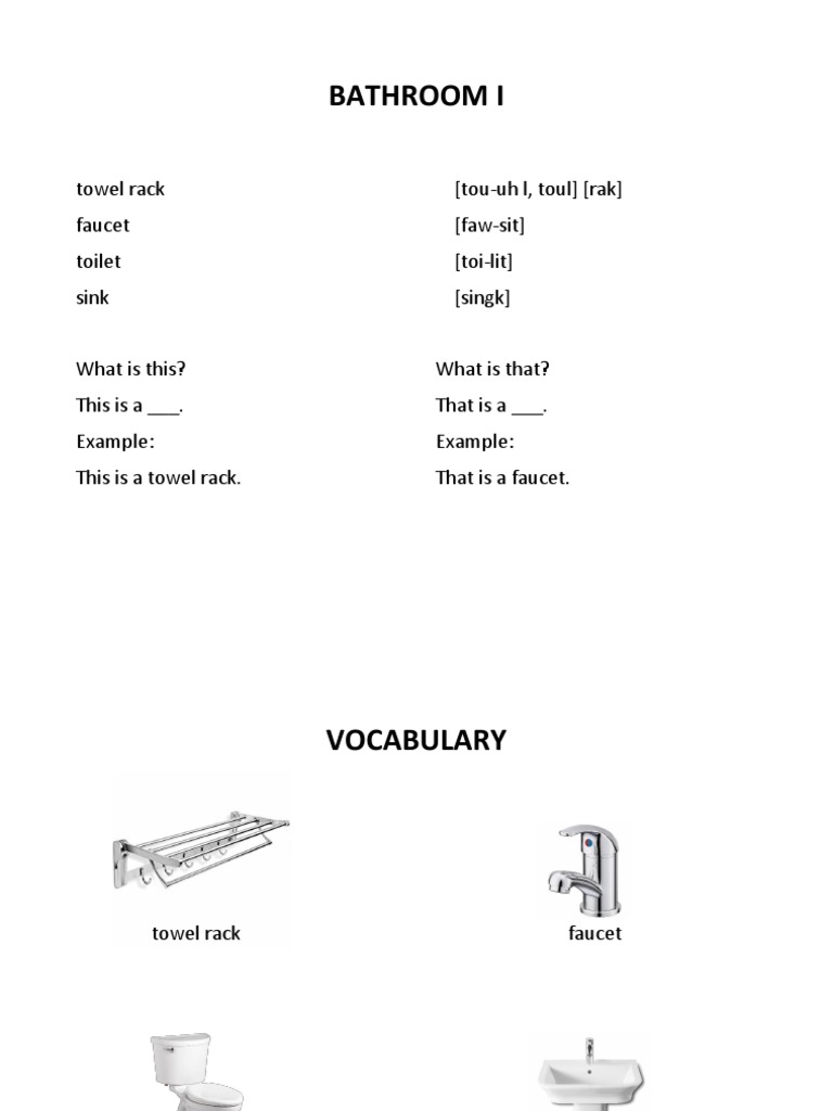 Bathroom Vocabulary Activities | PDF | Foreign Language Studies | Home ...