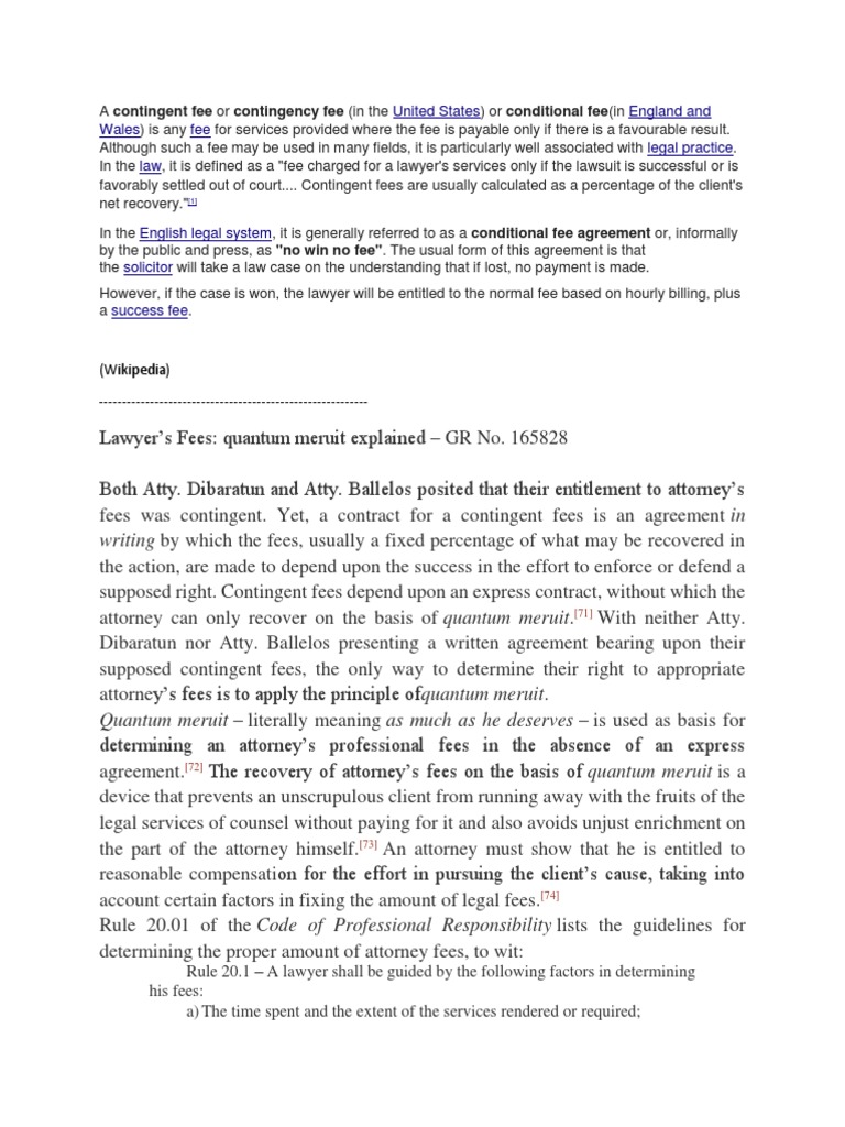Success Fee Definition | PDF | Practice Of Law | Common Law