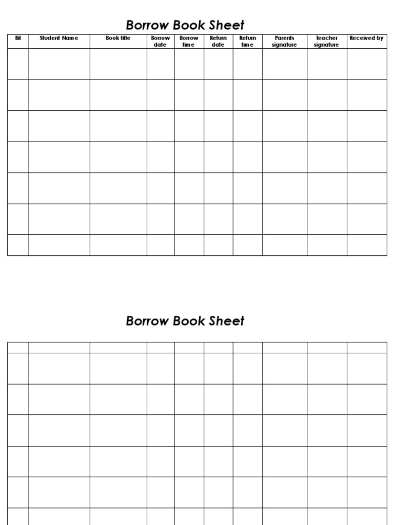 Borrow Book Sheet | PDF