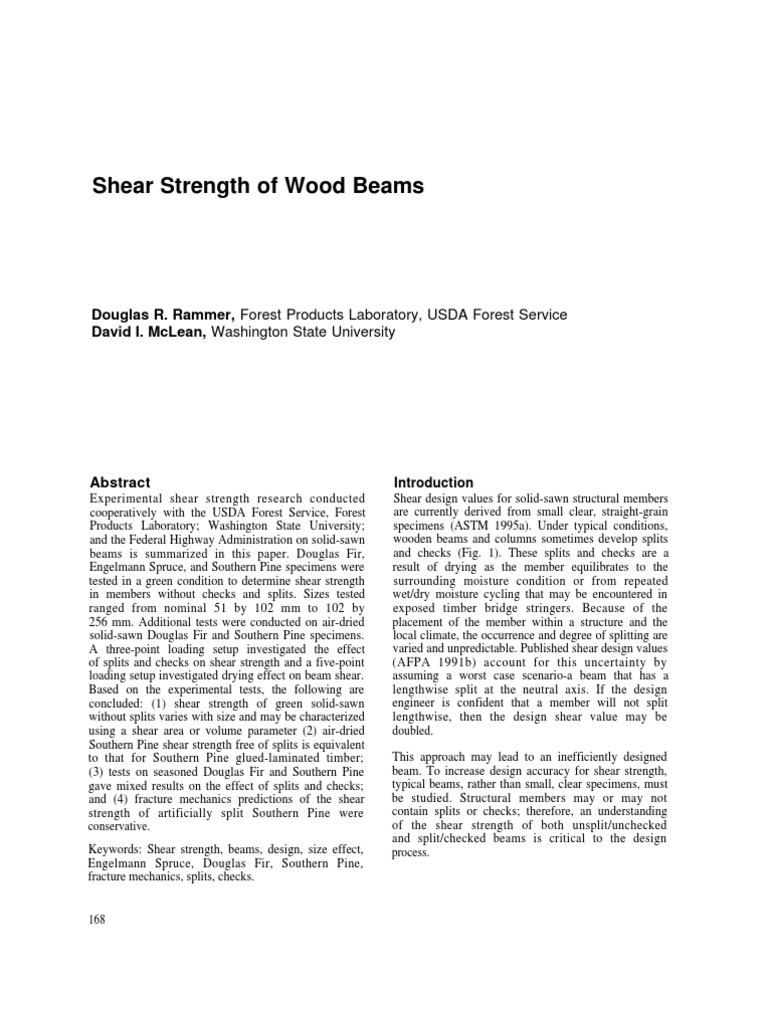 Shear Strength of Wood Beams | PDF | Fracture Mechanics | Lumber