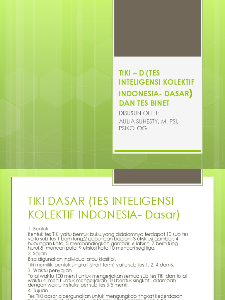 TIKI DAN TES INTELIGENSI BINET by Bu Aul | PDF