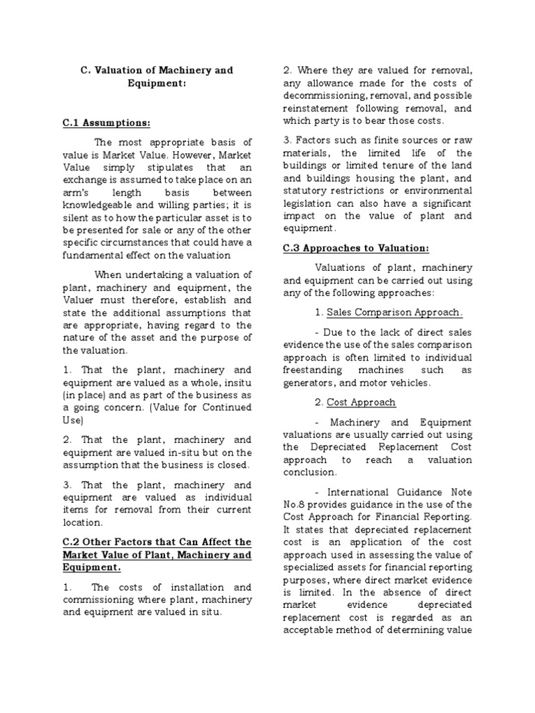 Valuation of Machinery and Equipment | PDF | Real Estate Appraisal ...