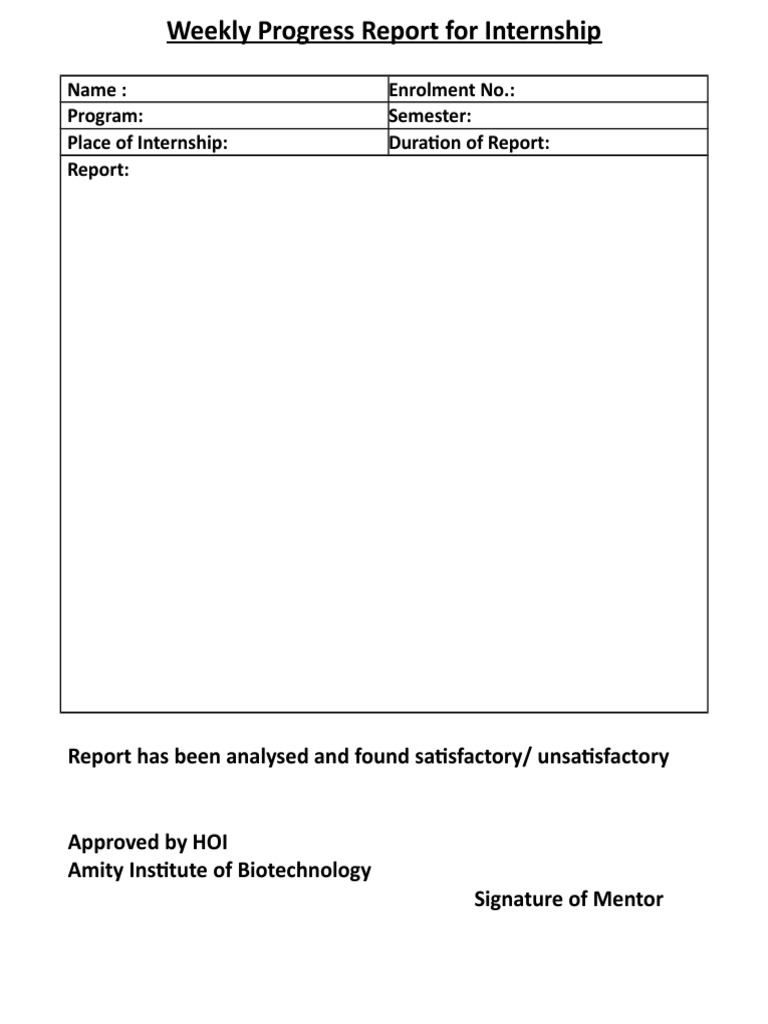 Weekly Progress Report Format | PDF | Business | Finance & Money Management