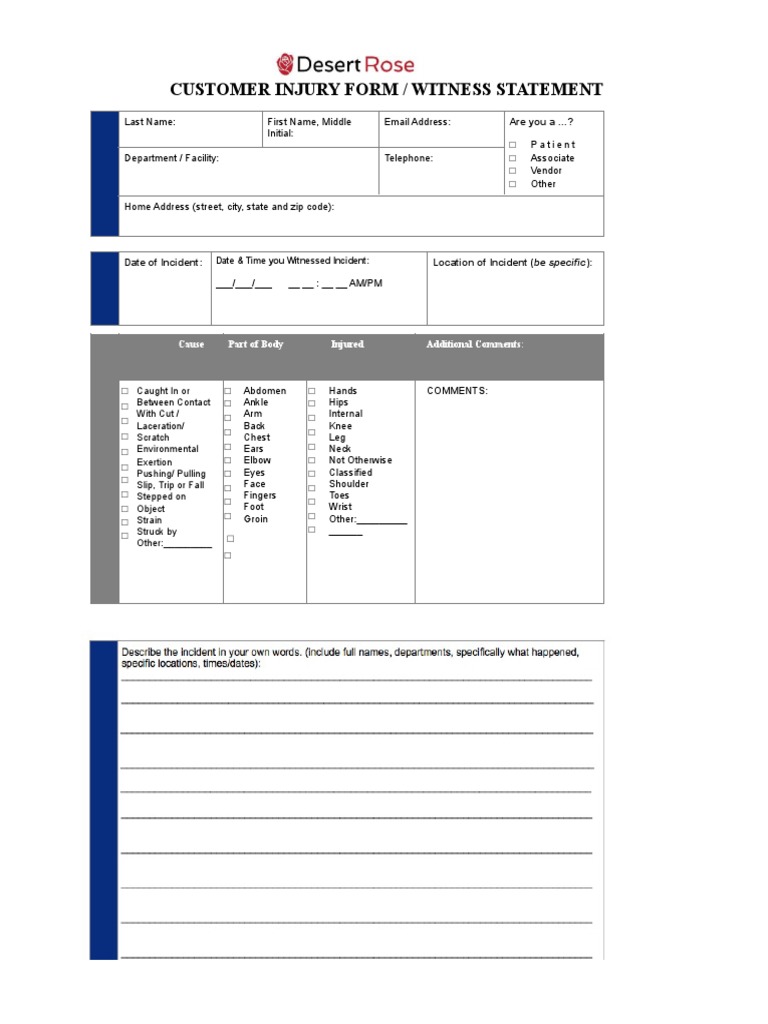 Incident:Injury Witness Form | PDF | Injury | Sports