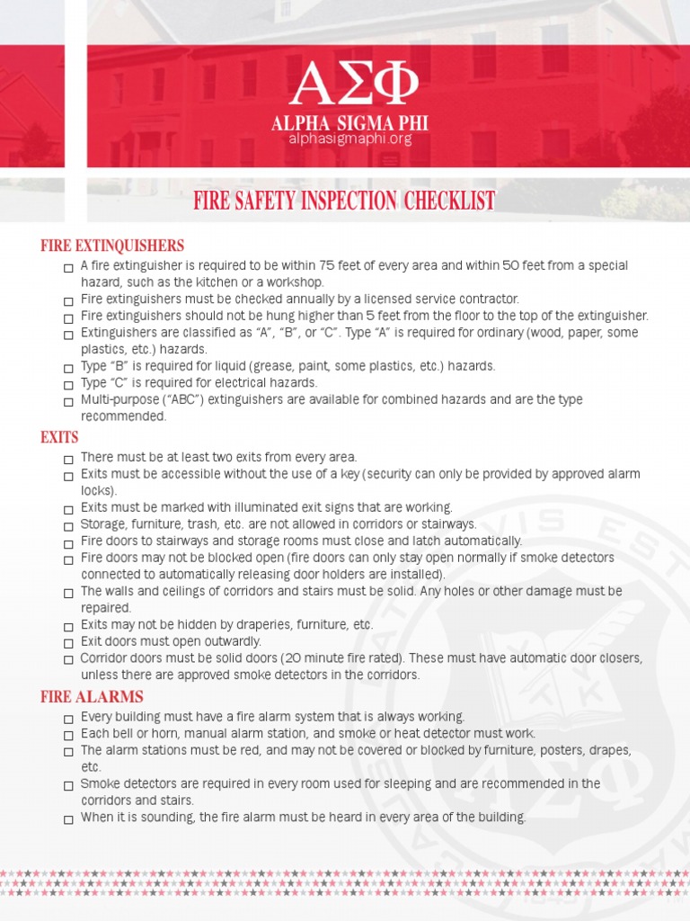 Key Items in Fire Inspection Checklist | PDF | Fire Safety | Fire ...