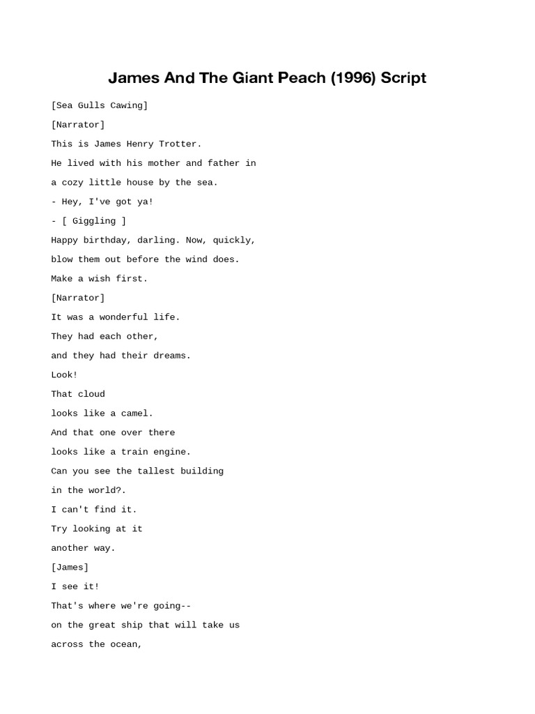 James and The Giant Peach (1996) Script | PDF | Curry | Nature