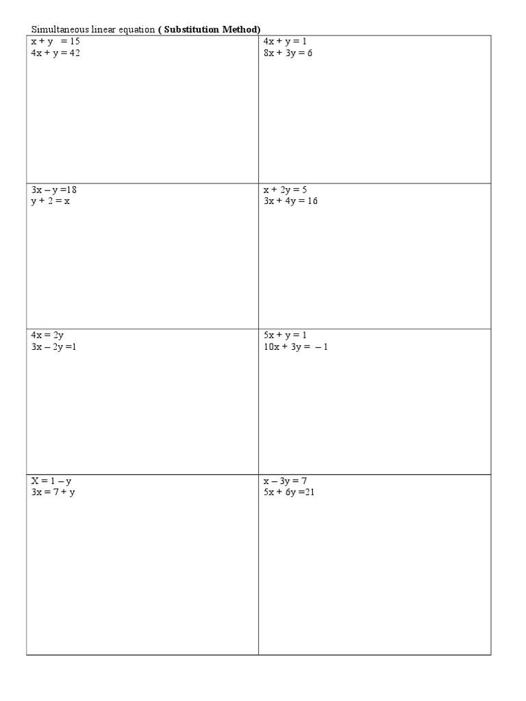 Simultaneous Linear Equation f1 Exercise | PDF