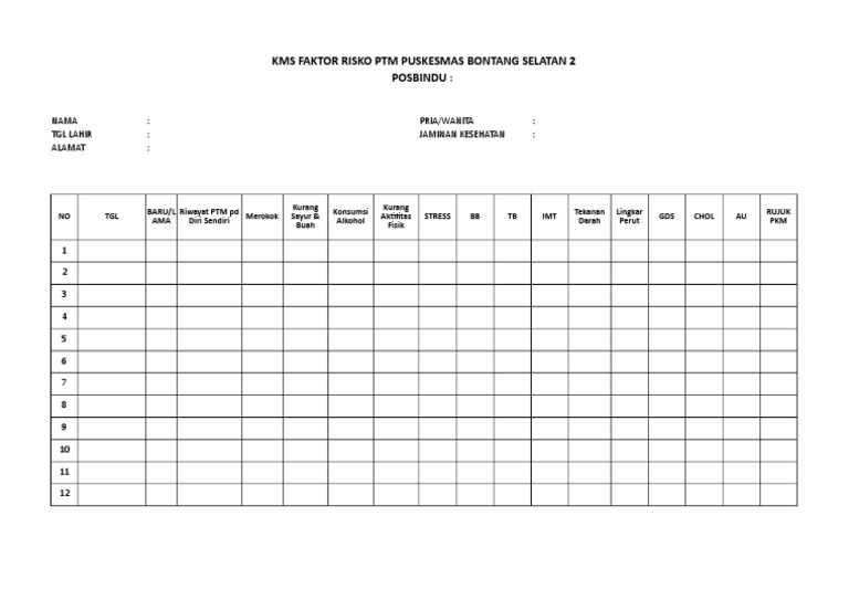 Form Kms Posbindu | PDF